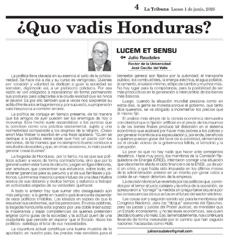 PAG 4. ¿QUO VADIS HONDURAS?